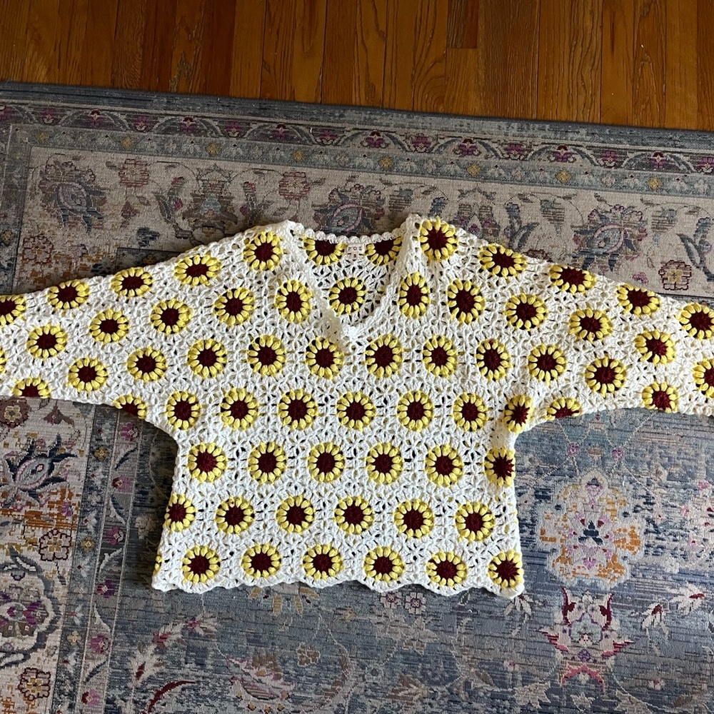 Pol Sunflower Crochet Sweater - Gem